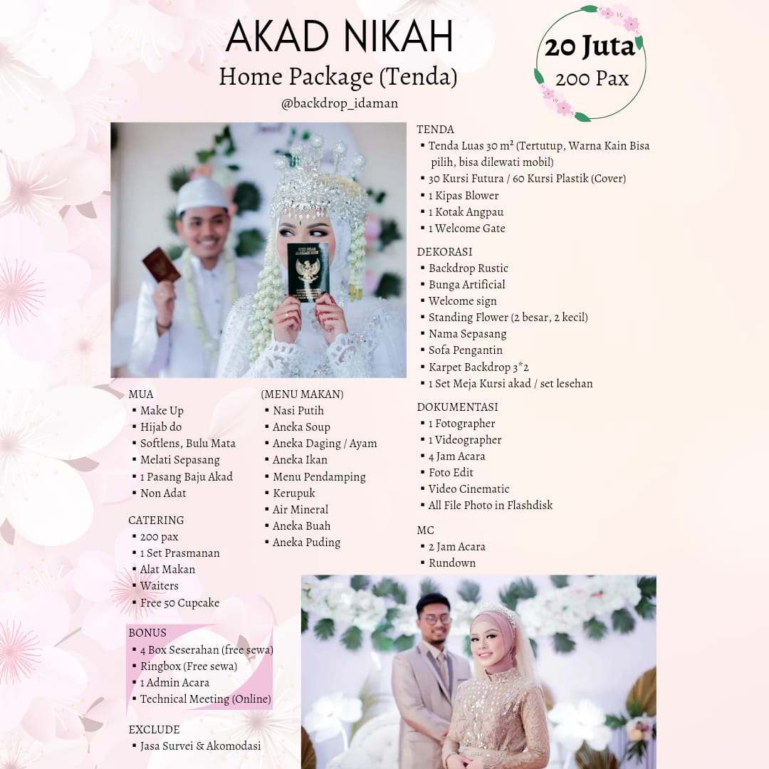 PAKET DEKORASI / AKAD / LAMARAN - IDAMAN WEDDING ORGANIZER